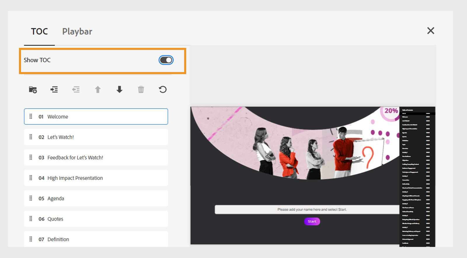 Create a Table of Contents (TOC) with Adobe Captivate
